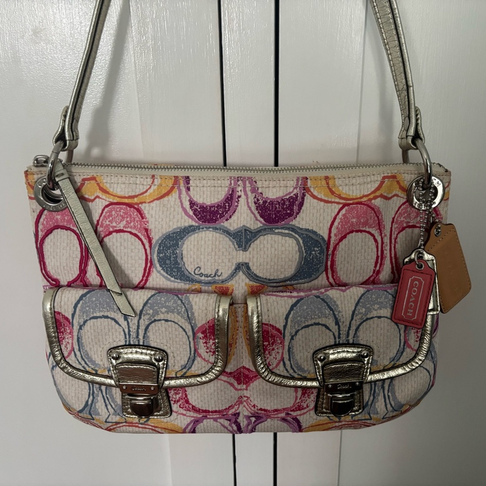 Coach Poppy Signature Scribble Print Crossbody/Should… - Gem